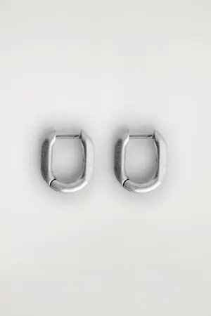 Cos Faceted Huggie Hoop Earrings - Silver-coloured