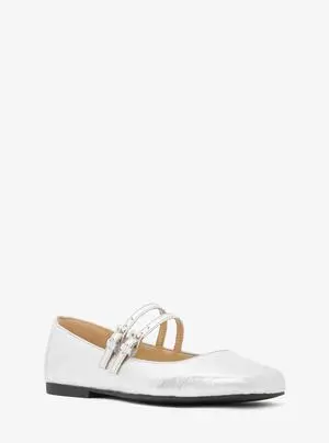 Michael Kors Matilda Crackled Metallic Leather Mary Janes