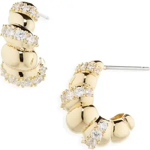 Nadri Pisa Puffy Pavé Drop Earrings Gold