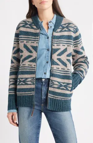 Pendleton Graphic Wool Zip Cardigan