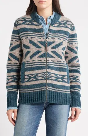 Pendleton Graphic Wool Zip Cardigan