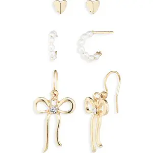 Bp. Set Of Earrings - Ivory- Gold