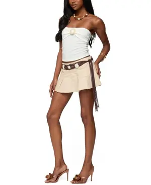 EDIKTED Layered Textured Knit Strapless Top