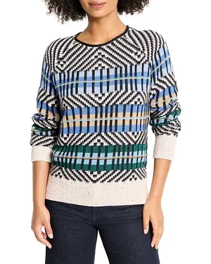NIC+ZOE Graphic Stripe Pullover Sweater