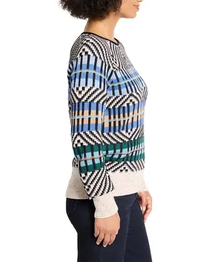 NIC+ZOE Graphic Stripe Pullover Sweater