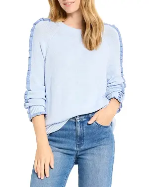 NIC+ZOE Ruffled Down Sweater Powder Blue