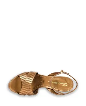 Santoni Leather High-heel Sandal - Gold