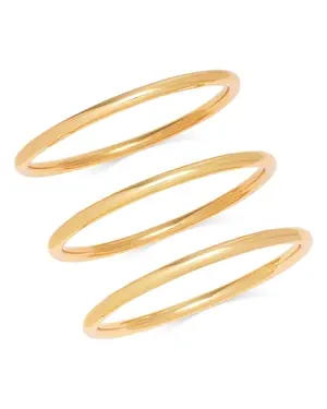Aqua Bangle Bracelets Set Of 3 - Gold