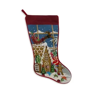 SFERRA Needlepoint Holiday Stocking - Christmas Goodies