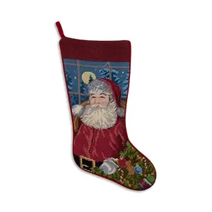 SFERRA Needlepoint Holiday Stocking Santa
