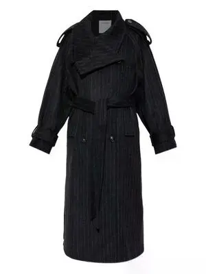 Sportmax Pinstripe Pattern Belted Coat