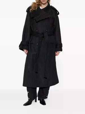 Sportmax Pinstripe Pattern Belted Coat