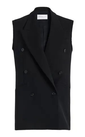 Michael Kors Frayed Wool Gabardine Vest - Black