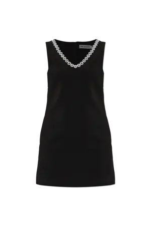 SELF-PORTRAIT Sleeveless Mini Dress With Crystal Embellished Neckline - Black
