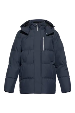 Moose Knuckles Quilted Down Jacket With Detachable Hood - Navy Blue