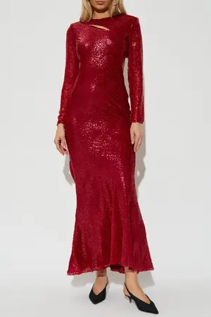 SELF-PORTRAIT Lurex Thread Maxi Dress - Red