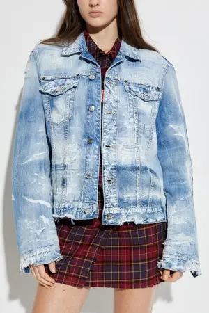 Dsquared2 Denim Trucker Jacket With Vintage Effect - Light Blue