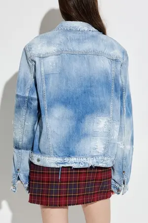 Dsquared2 Denim Trucker Jacket With Vintage Effect - Light Blue