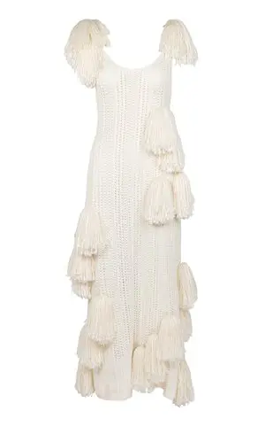 HEIRLOME Pom Pom Silk Maxi Dress