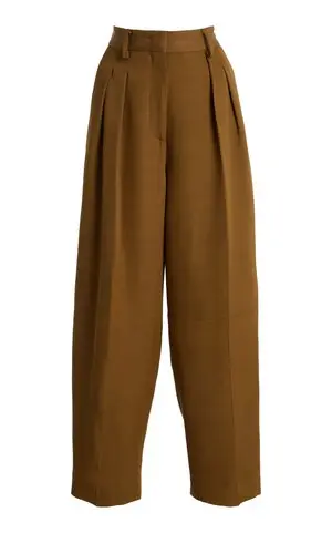 Pleated Barrel-Leg Trousers