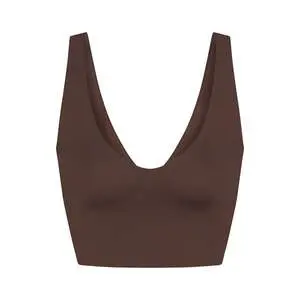 SKIMS Nike Matte V Neck Bra Top - Dark Sepia