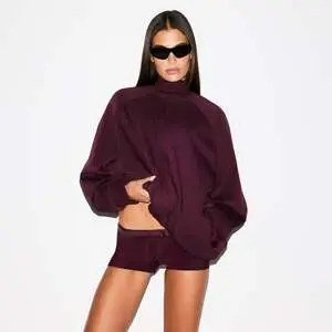 SKIMS Oversized Track Jacket - Currant