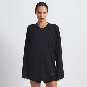 SKIMS V-neck Oversized Long Sleeve Top - Obsidian