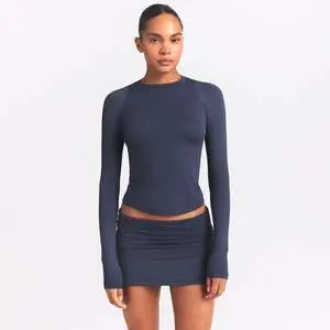 SKIMS Long Sleeve Crew Neck Top - Deep Royal