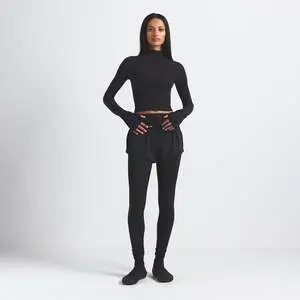 SKIMS Vintage Seamless Mock Neck Cropped Top - Obsidian