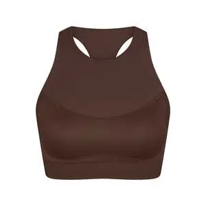 SKIMS Nike Matte High Neck Bra - Dark Sepia