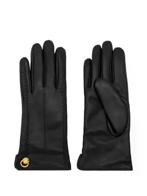 GIANNI CHIARINI Logo-detailing Leather Gloves - Black