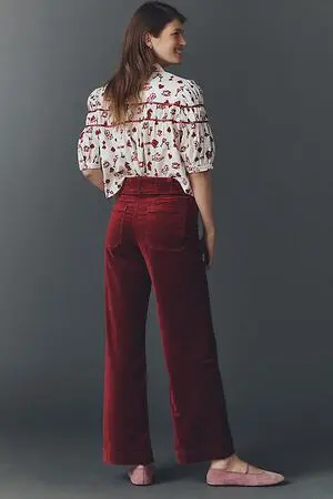 Maeve Colette Full-length Velvet Pants - Bright Berry