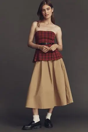 Maeve Tartan Plaid Strapless Top