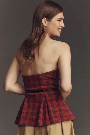 Maeve Tartan Plaid Strapless Top
