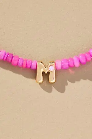 Anthropologie Beaded Bubble Monogram Necklace - M