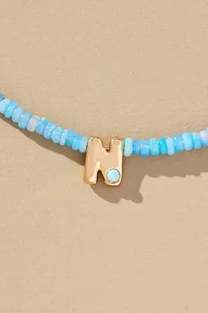 Anthropologie Beaded Bubble Monogram Necklace - N