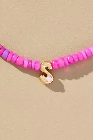 Anthropologie Beaded Bubble Monogram Necklace - S