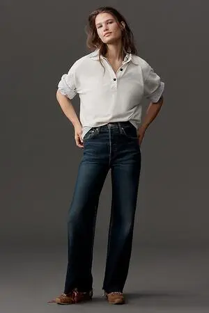 RE/DONE High-rise Crop Wide-leg Jeans - Barely Worn
