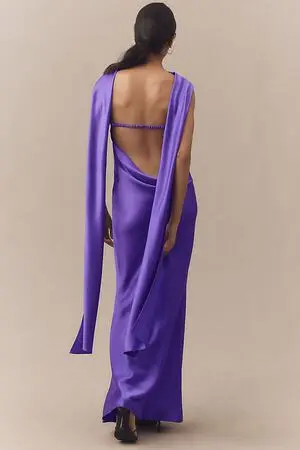 Acler Fleeden Draped Low-back Satin Maxi Dress