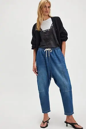 ONETEASPOON Isla Drawstring Harem Jeans - Pasadena Blue