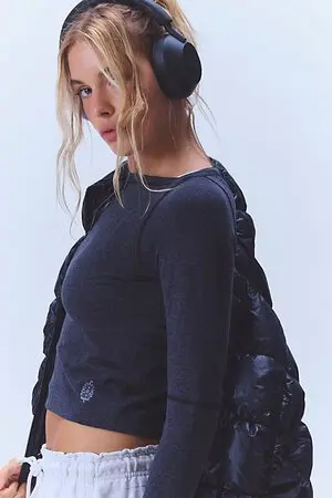 Free People Up Next Long Sleeve Top - Black