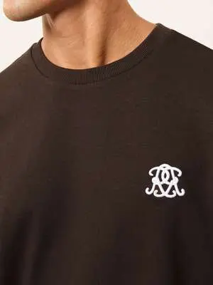 REISS Rainer Monogram Cotton Relaxed-fit T-shirt - Brown