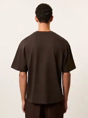 REISS Rainer Monogram Cotton Relaxed-fit T-shirt - Brown