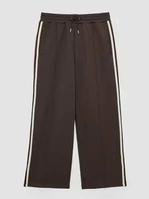 REISS Foster Monogram Cotton Wide-leg Joggers - Brown