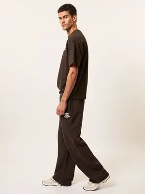 REISS Mellor Monogram Cotton Wide-leg Joggers - Brown