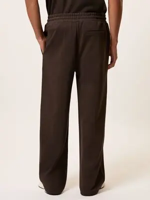 REISS Mellor Monogram Cotton Wide-leg Joggers - Brown