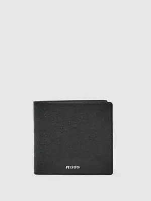 REISS Henry Micro-grain Leather Wallet - Black