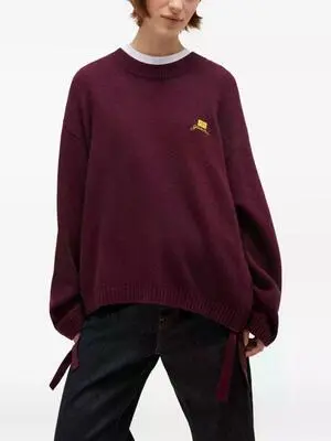 GANNI Embroidered Drawstring Sweater - Red