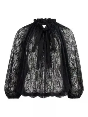 PATOU Lace Drawstring Top - Black