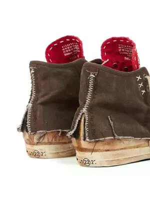 MAISON MARGIELA Love To Death" Distressed High-top Sneakers - Brown